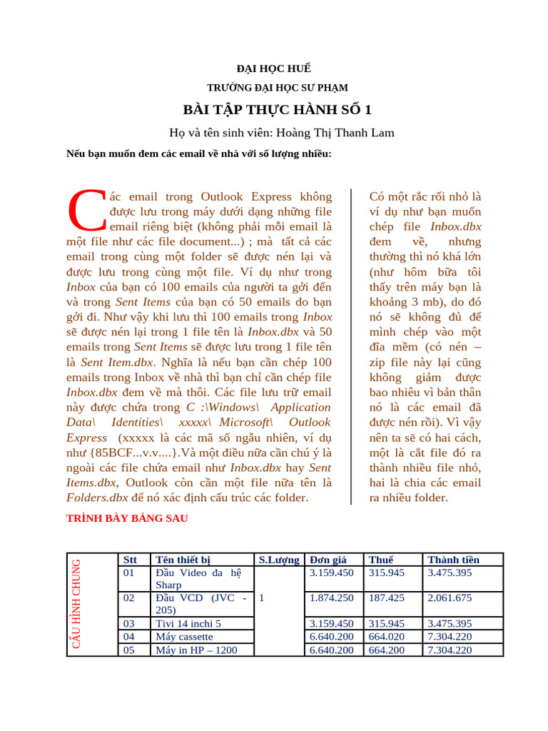 Bài TH C Hành 1 | PDF