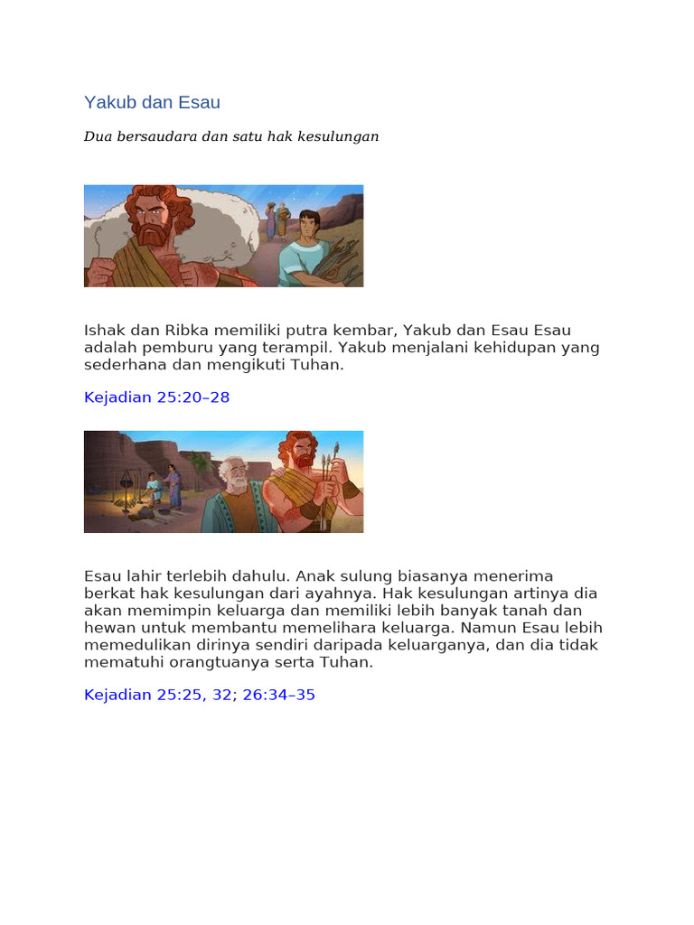 Kisah Yakub dan Esau: Hak Kesulungan | PDF | Ilmu Sosial | Agama ...