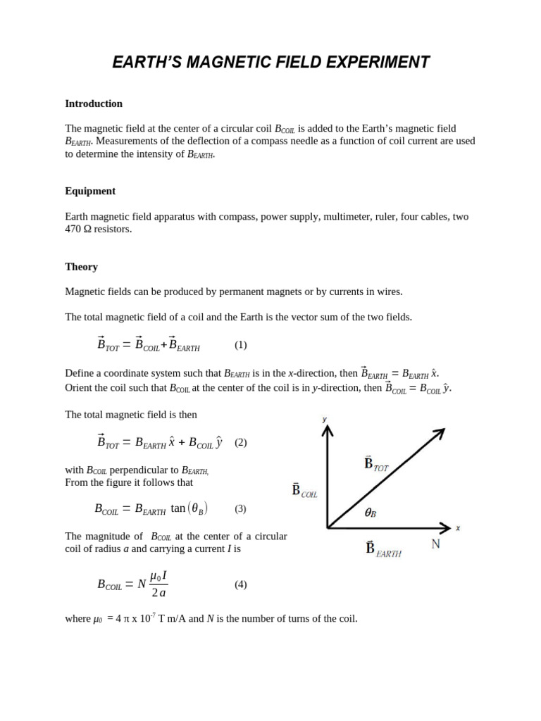 Earth Magnetic Field LAB | PDF | Inductor | Compass