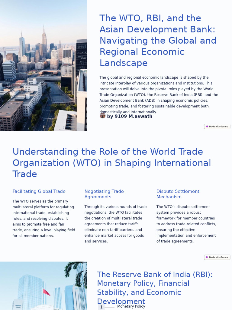 The WTO RBI and The Asian Development Bank Navigating The Global and ...