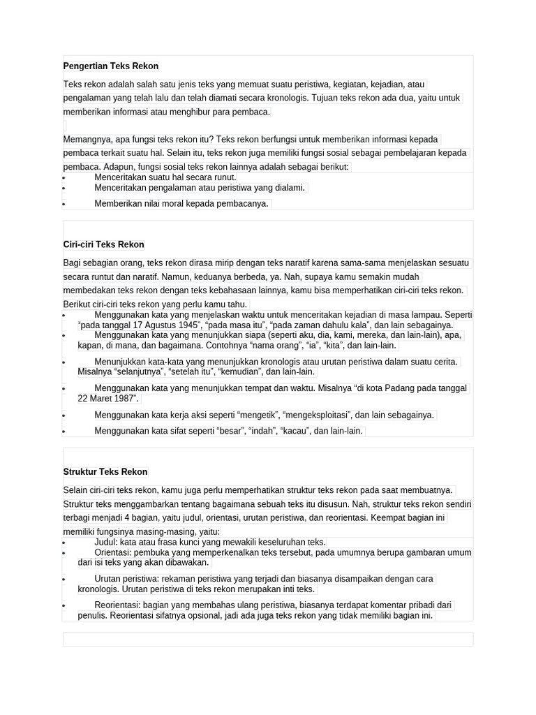 Pengertian dan Ciri Teks Rekon | PDF | Ilmu Sosial