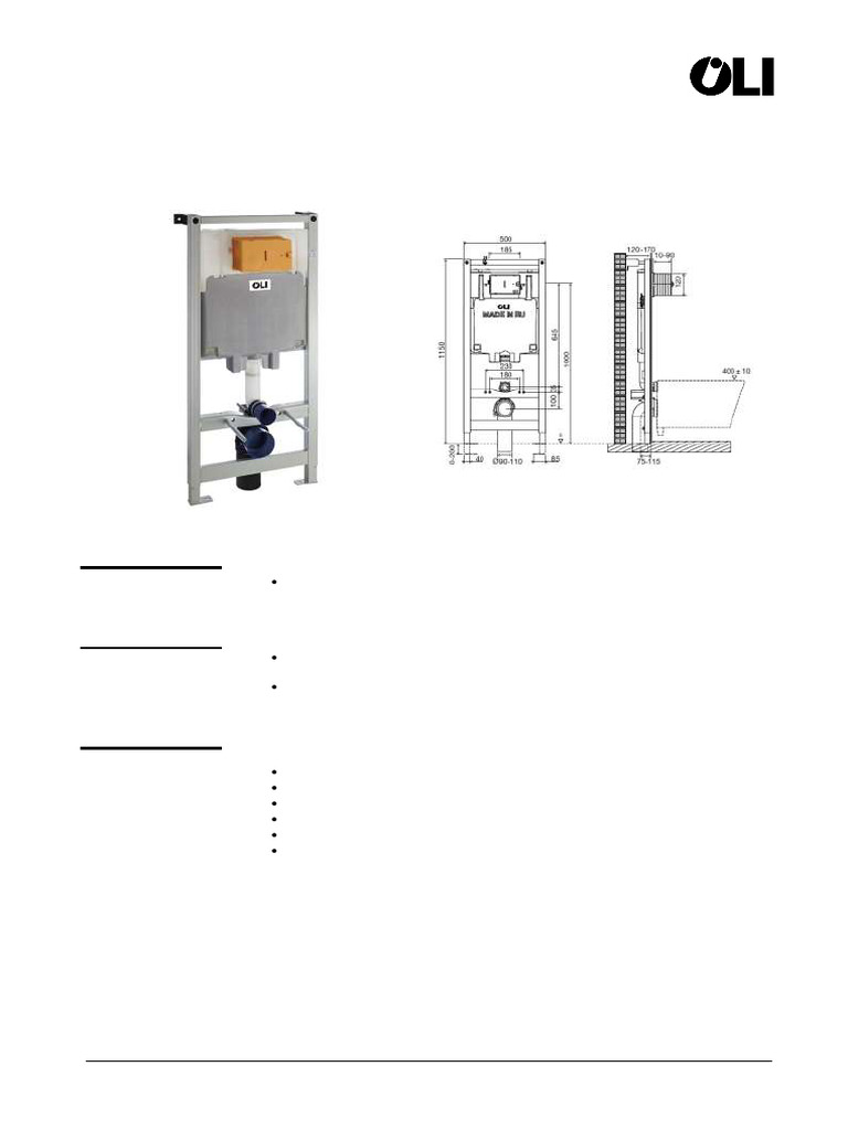 Oli-80 Technical Sheet Sanitarblock Mechanic | PDF | Building Engineering