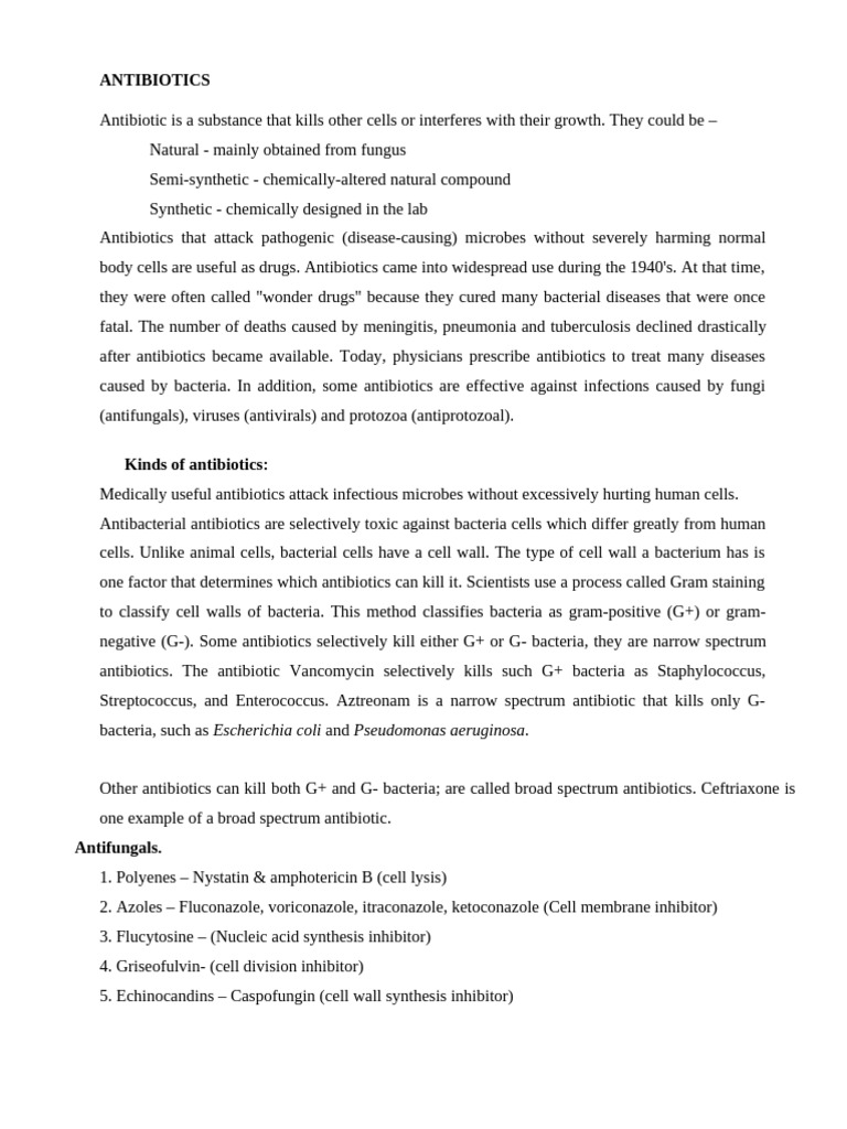 Antibiotics Notes For Nurses | PDF | Beta Lactamase | Bacteria