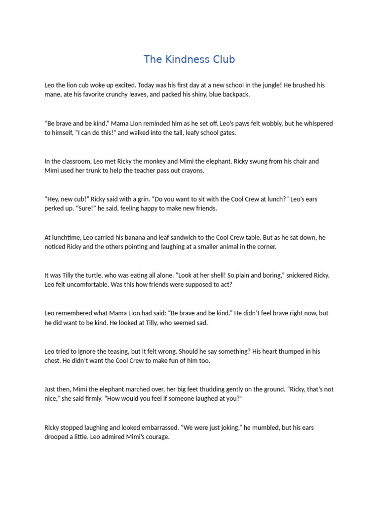 The Kindness Club - By Doug | PDF