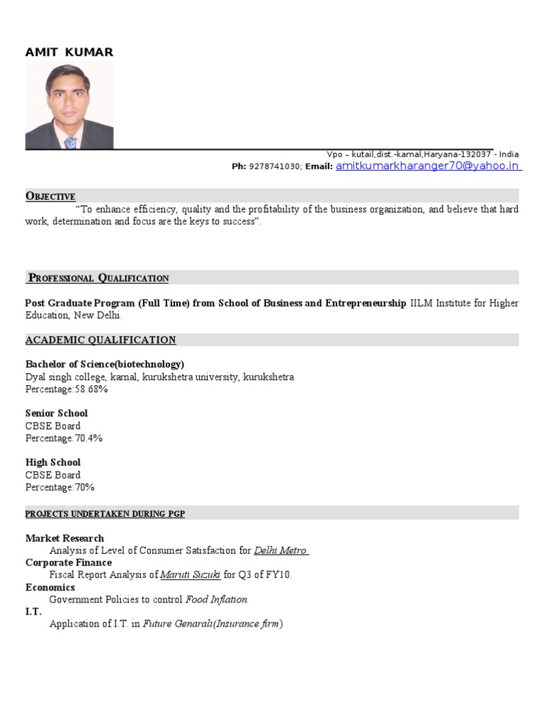 CV AMIT KUMAR (Latest) | PDF | Delhi | Insurance