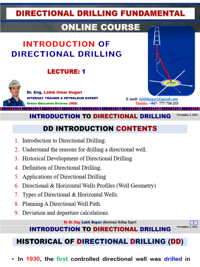 1-Dr - Labib - Introduction of Directional Drilling - Lect-1 | PDF | Oil Well | Azimuth