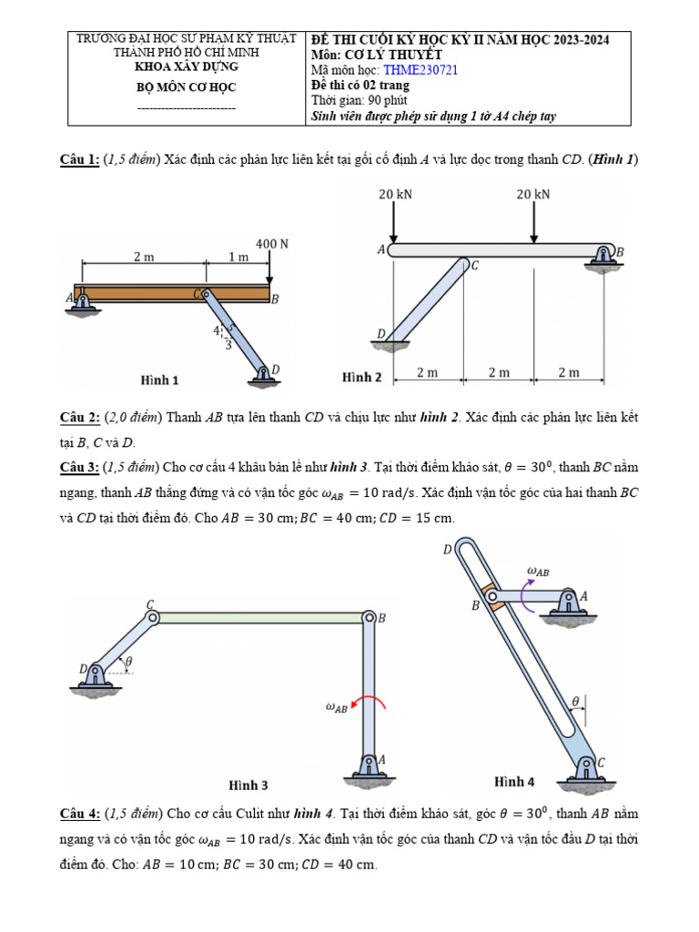 CoLyThuyet CLC hk2 2023 2024 | PDF