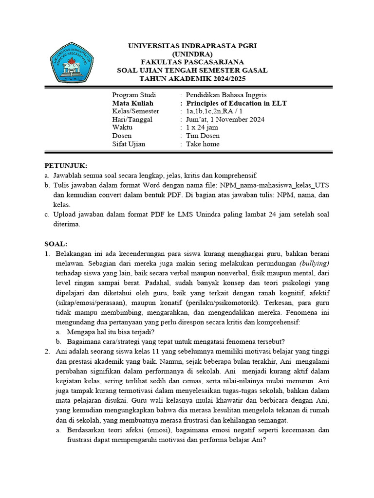 Soal Principle in Elt | PDF