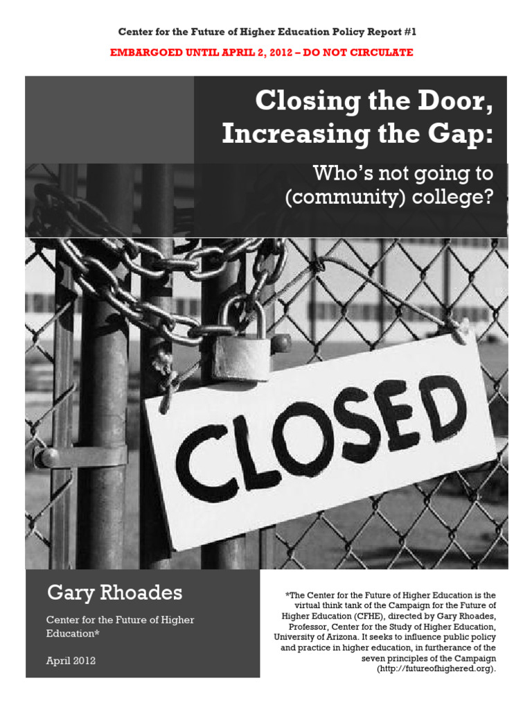 ClosingTheDoor Embargoed | PDF | Cost Of Living | Pell Grant