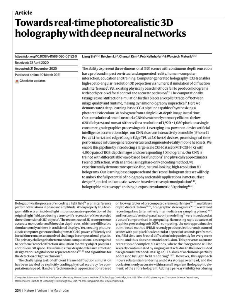Towards Real-Time Photorealistic 3D Holography With Deep Neural ...