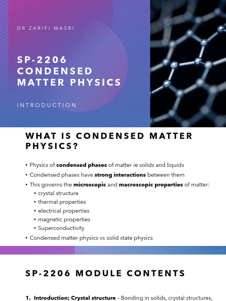 SP-2206 Condensed Matter Physics | PDF | Condensed Matter Physics | Solid State Physics