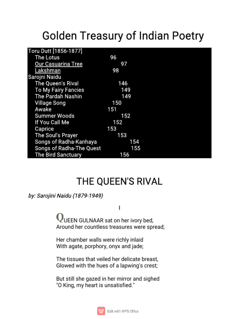 Golden Treasury of Indian Poetry | PDF