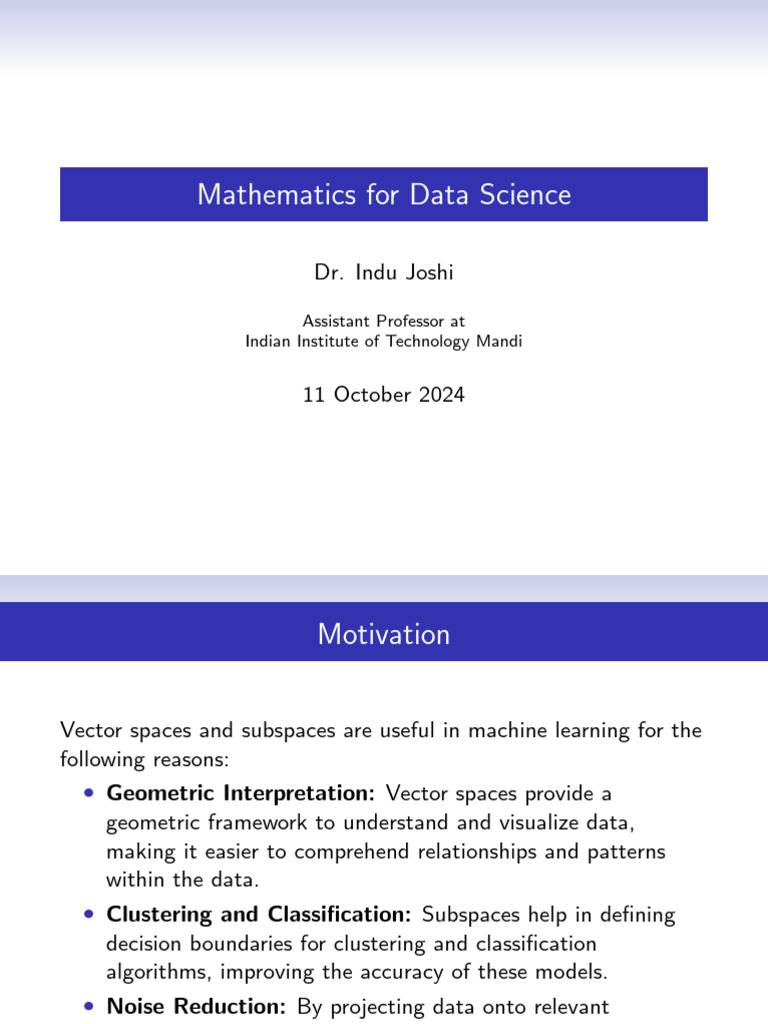 Mathematics Lec4 Vector Space-1-36 | PDF | Linear Subspace | Field (Mathematics)