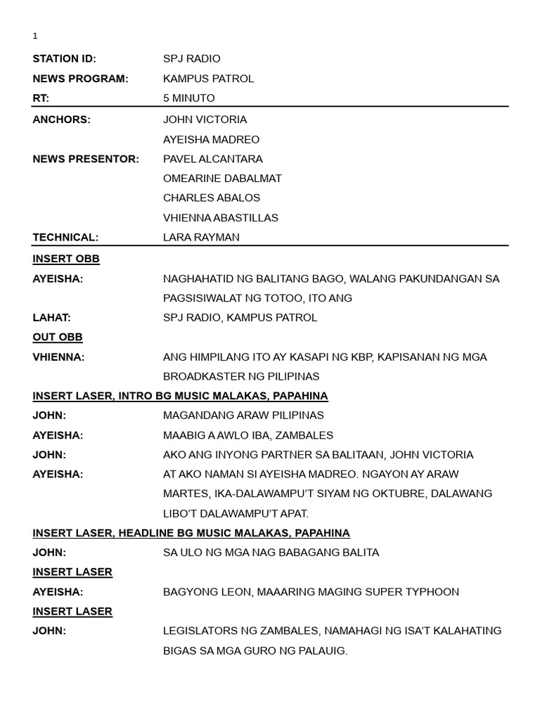 ZR Radio Script | PDF