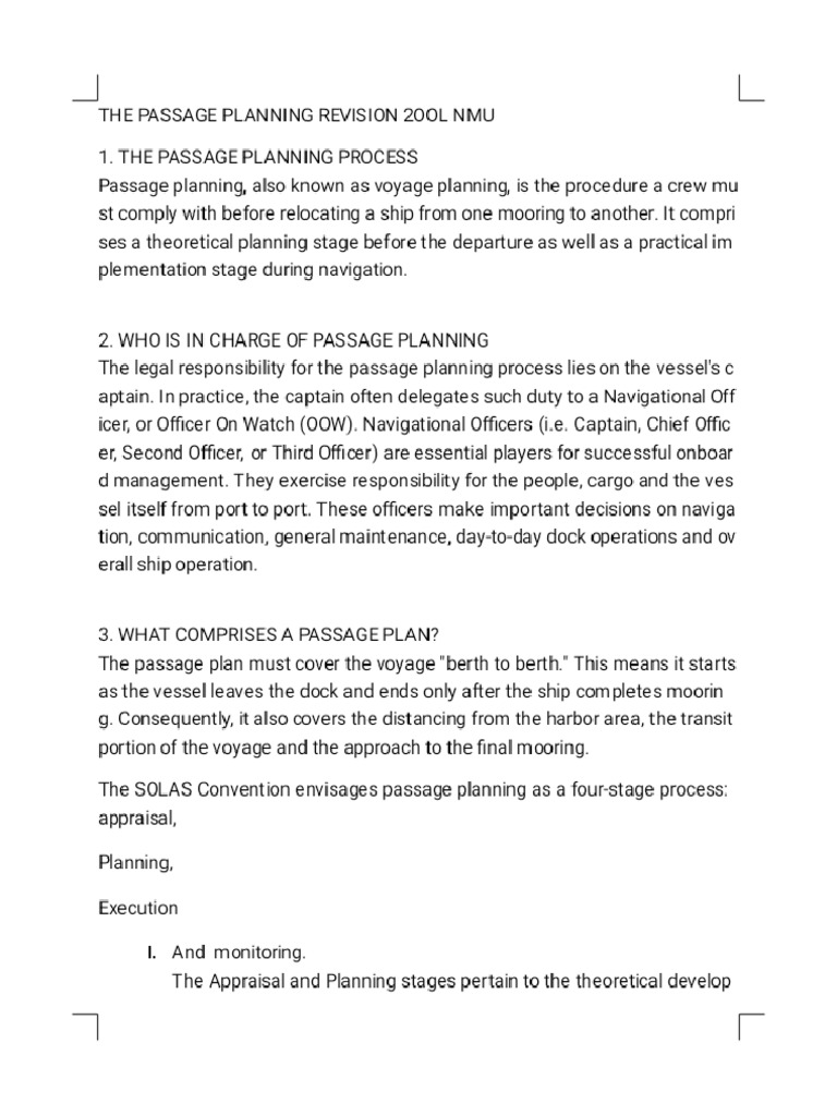 The Passage Planning Revision 2ool Nmu - Phoenix | PDF