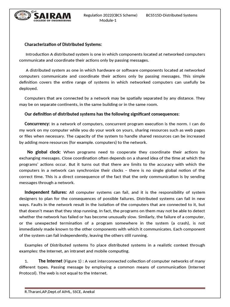 Characterization of Distributed Systems ds module1 | PDF | World Wide Web | Internet & Web