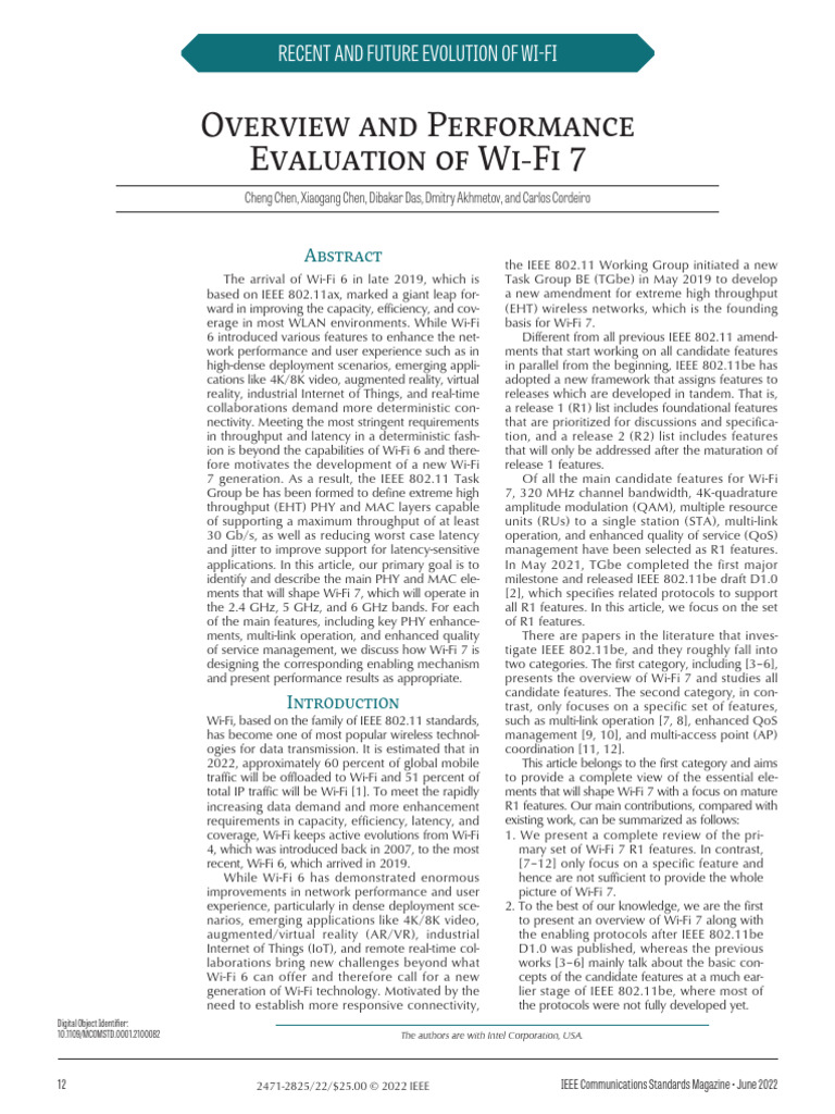 Overview of Wi-Fi 7 Features and Performance | PDF | Ieee 802.11 | Wi Fi
