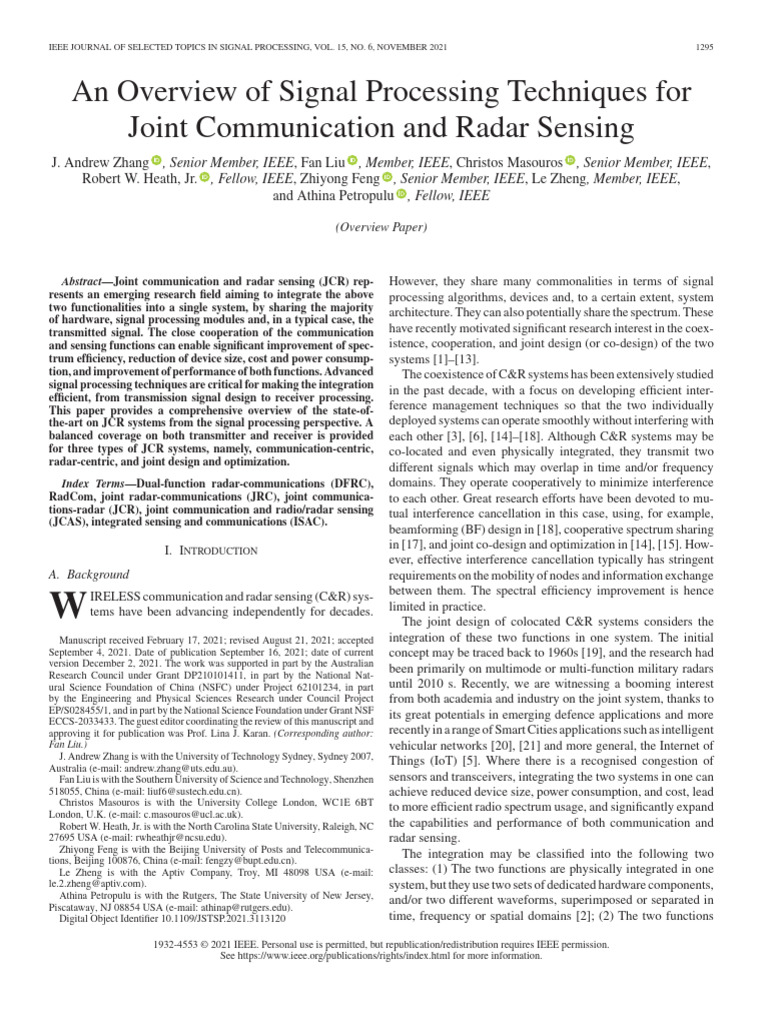 An Overview of Signal Processing Techniques For Joint Communication and ...