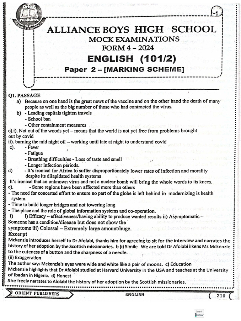 Eng pp2 Scheme | PDF