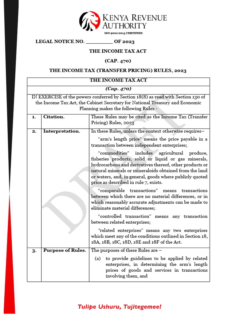 Draft Income Tax Tranfer Pricing Rules 2023 Revised | PDF | Economies ...