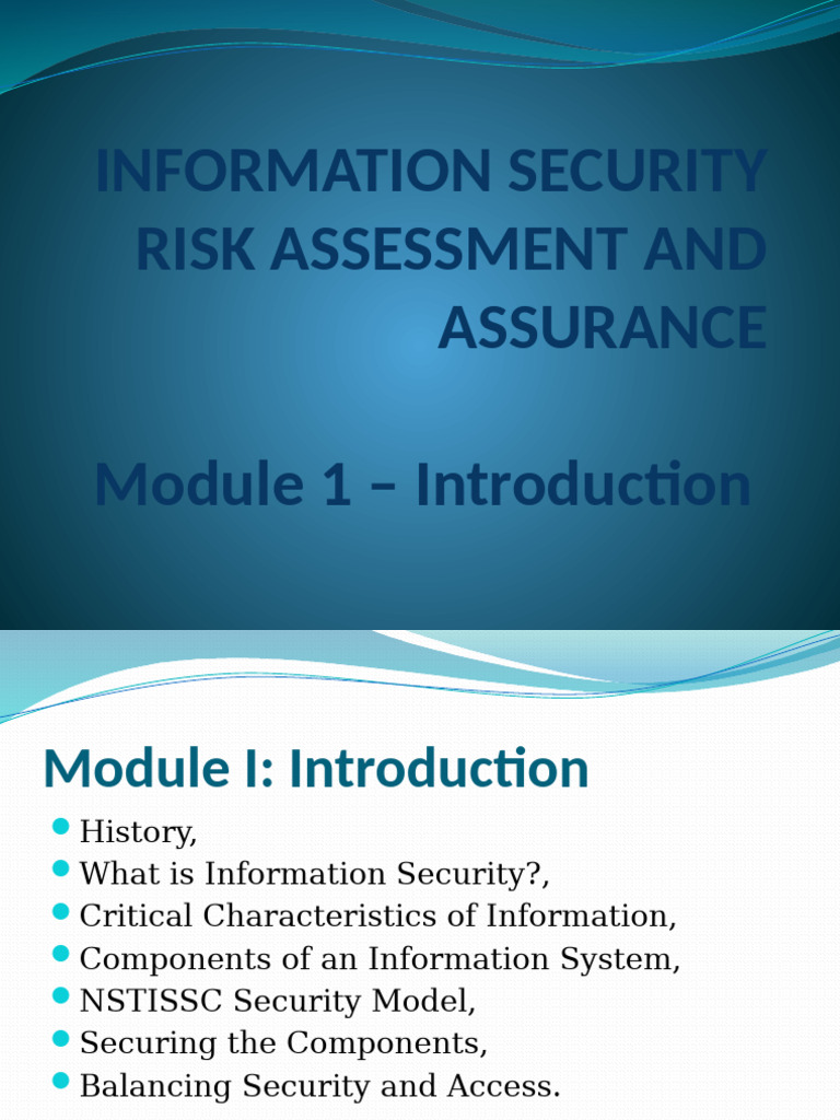 ISRA Module 1 ppt 1 | PDF | Information Security | Security