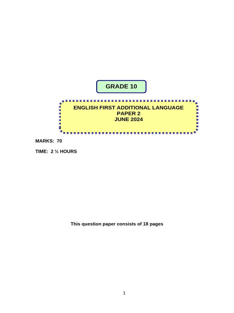 Efal Grade 10 P2 QP 2024 Final | PDF