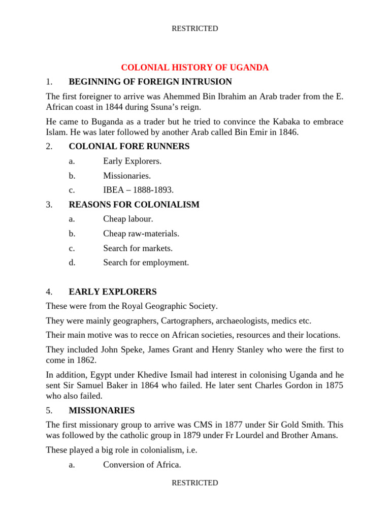 Colonial History of Uganda-1 | PDF | Uganda