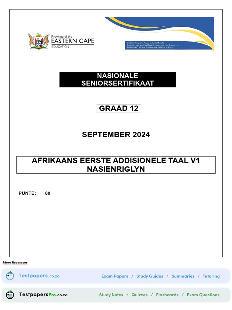 AFRIKAANS FAL P1 GR12 MEMO SEPT2024 | PDF
