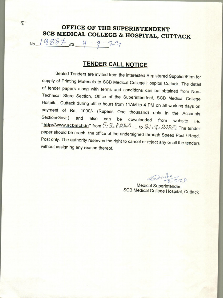 Tender Call Notice | PDF