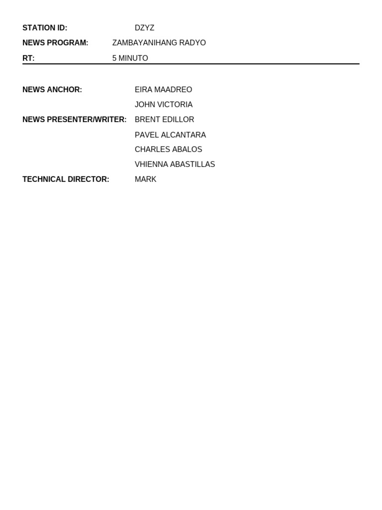 Zambayanihang Radyo Script | PDF