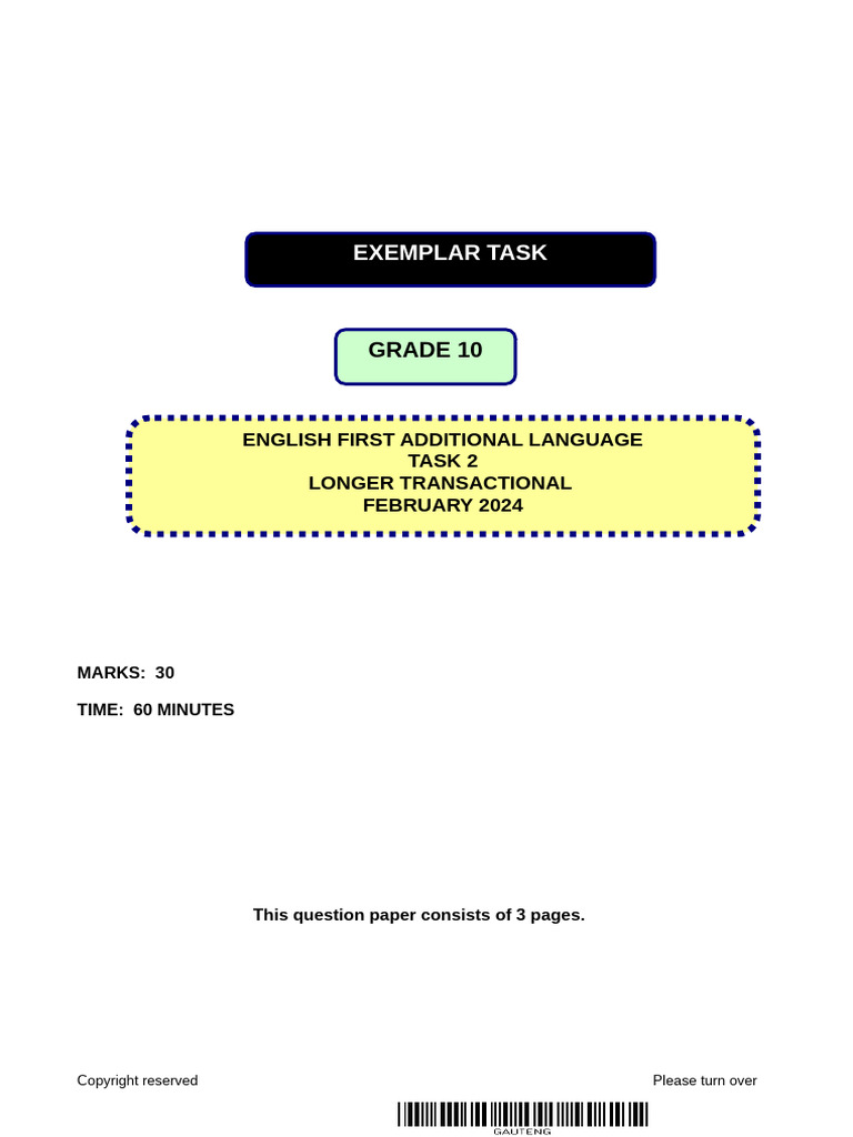 Grade 10 FAL Task LT 2024 | PDF