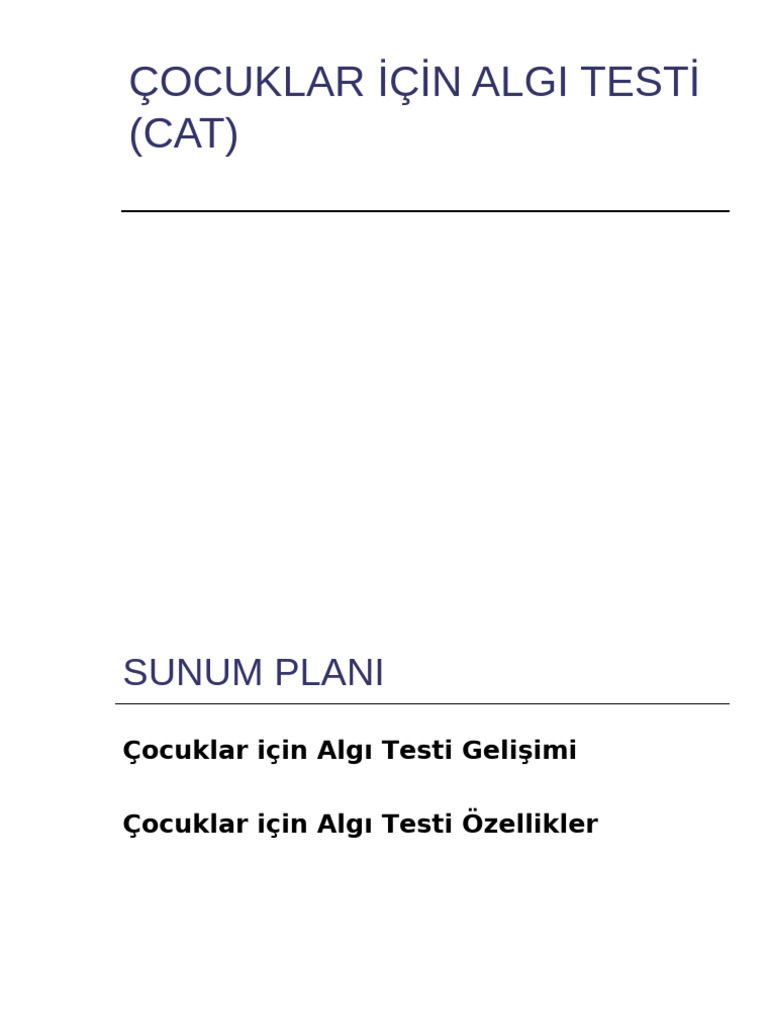 Çocuklar Algı Testi 9 | PDF
