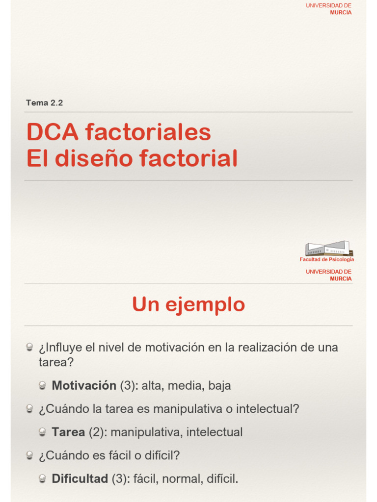 02.2 DCA Factorial Pre | PDF | Experimentar | Ciencias del comportamiento