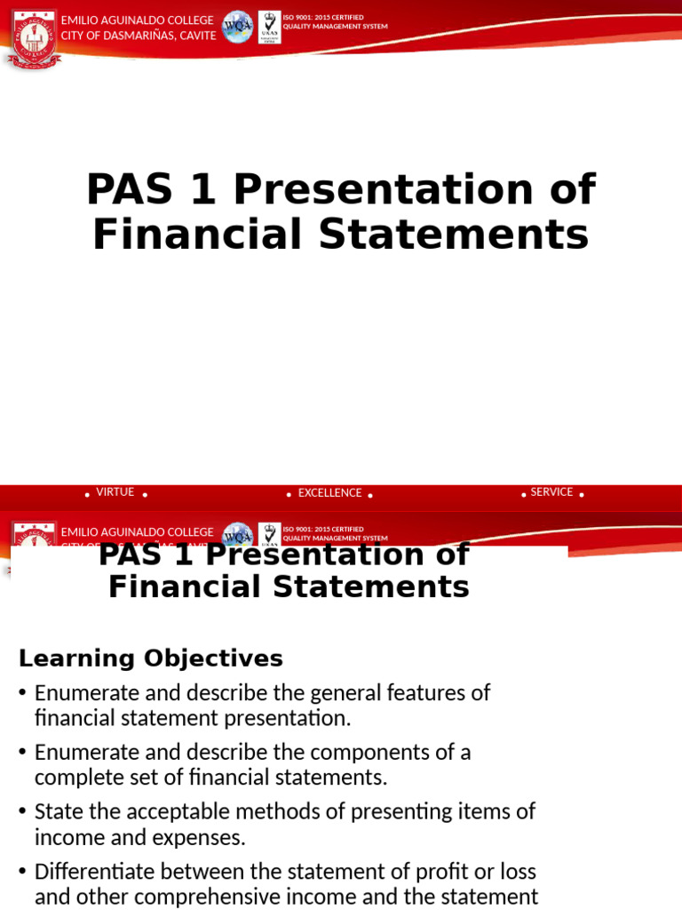Pas 1 Presentation of Financial Statements 1 | PDF | Going Concern | Income