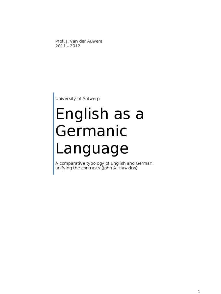 English-German Linguistic Contrast Analysis | PDF | Morphology ...