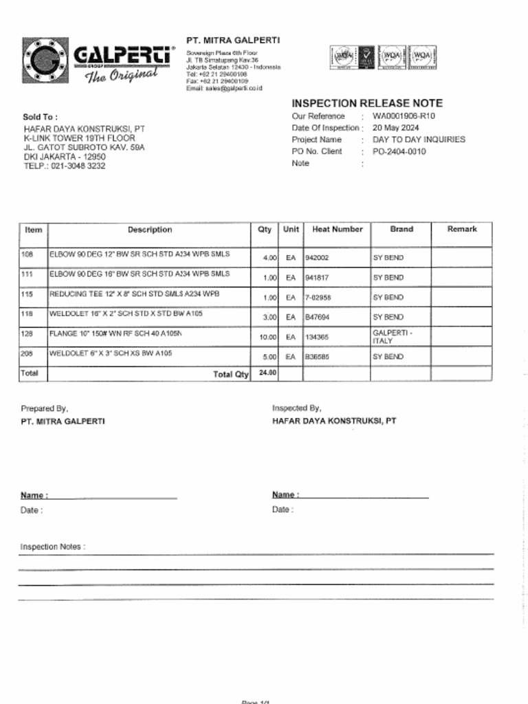 Dok. HAFAR WA-1906.Mitra Galperti Elbow Falnge | PDF