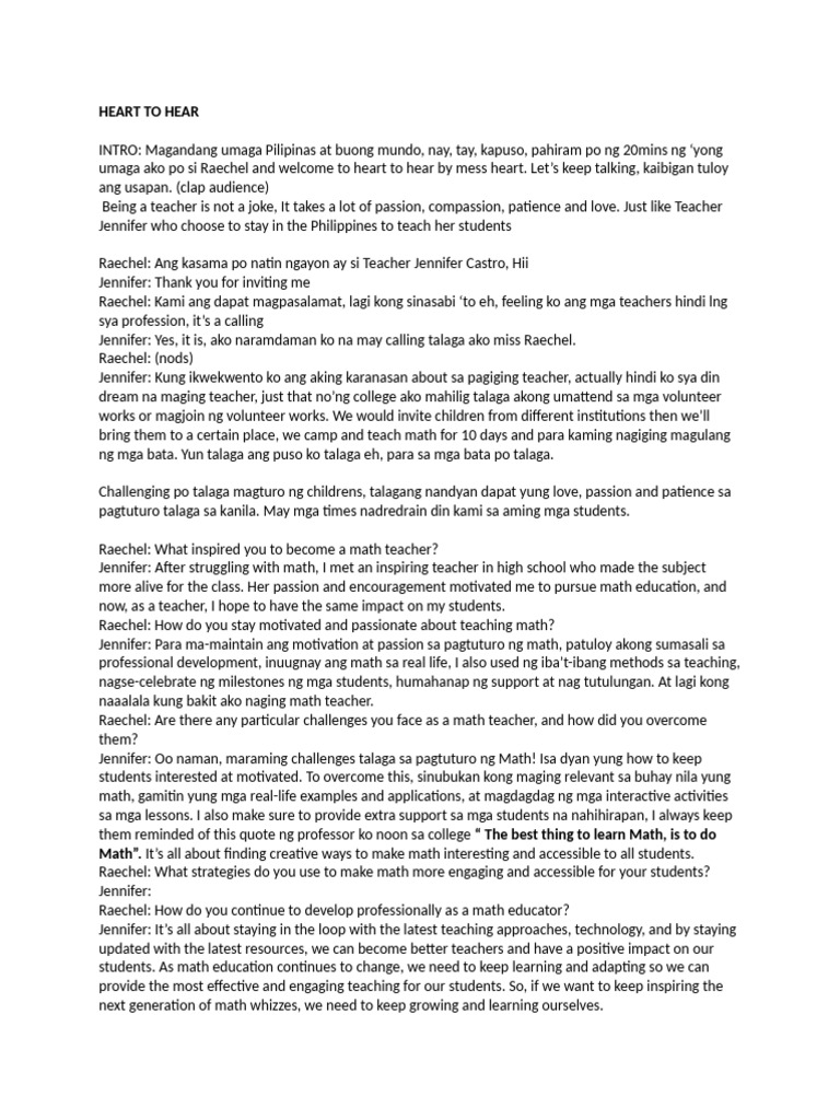 Heart To Hear | PDF | Behavior Modification