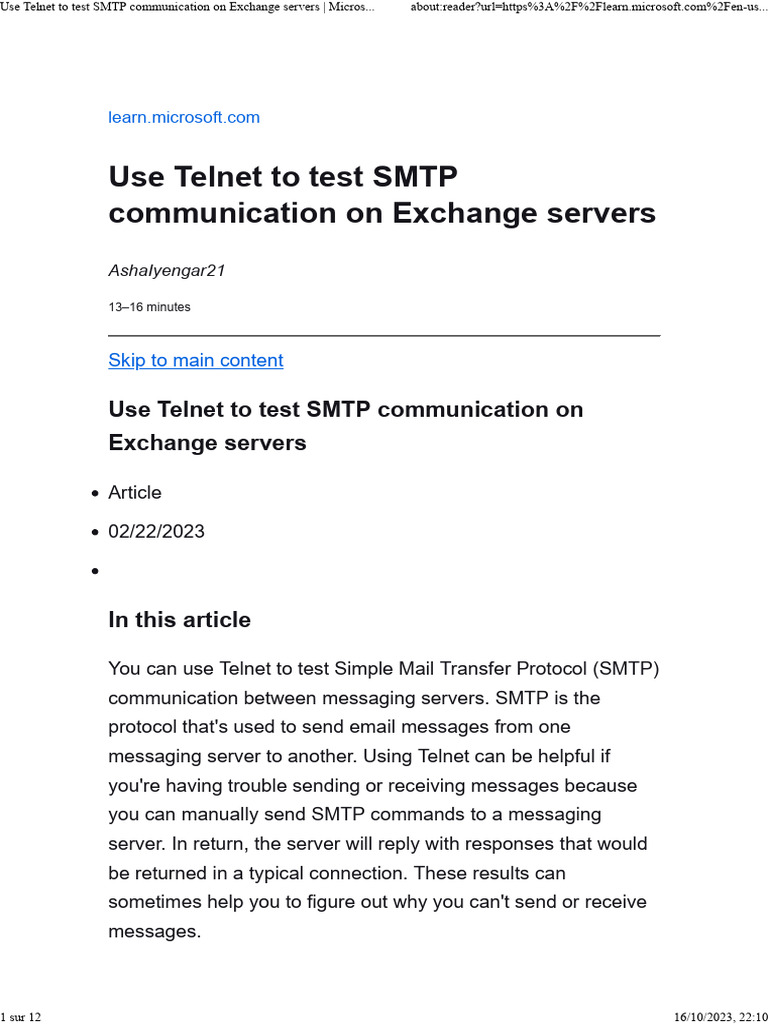 Use Telnet To Test SMTP Communication On Exchange Servers | PDF ...