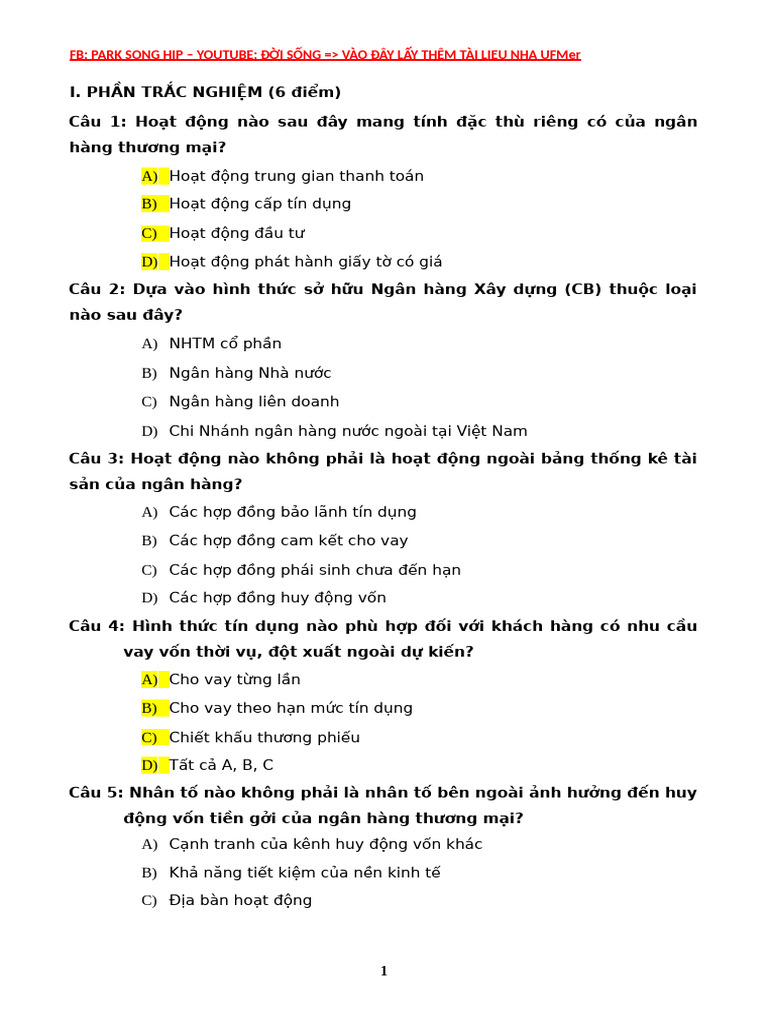 ĐỀ THI Nhtm Tn Các Chương | PDF