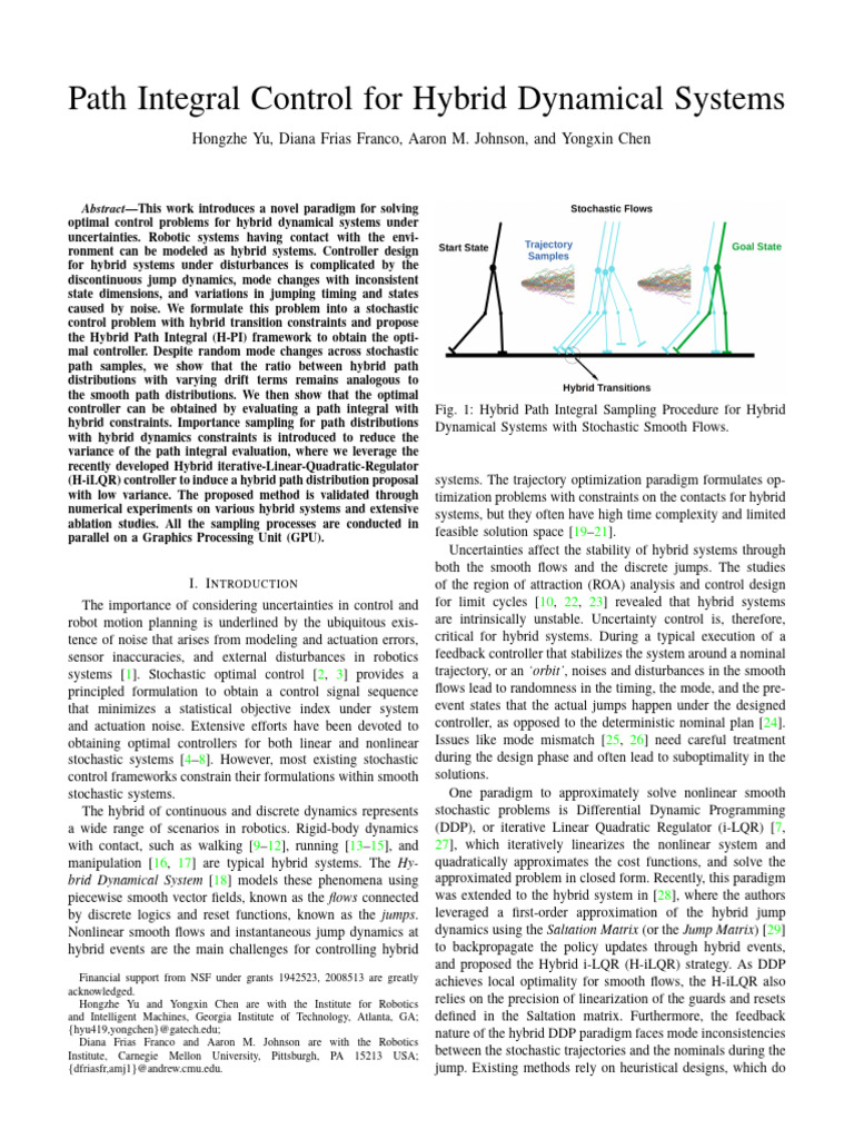 Path Integral Control For Hybrid Dynamical Systems | PDF | Stochastic Differential Equation ...