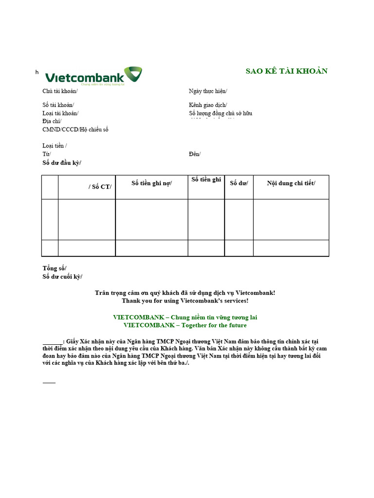 Vietcombank - Account - Statement - NGUYEN THI PHUONG LOAN | PDF