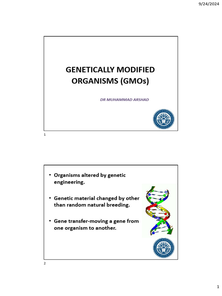Understanding GMOs and Biosafety Concerns | PDF | Genetically Modified ...