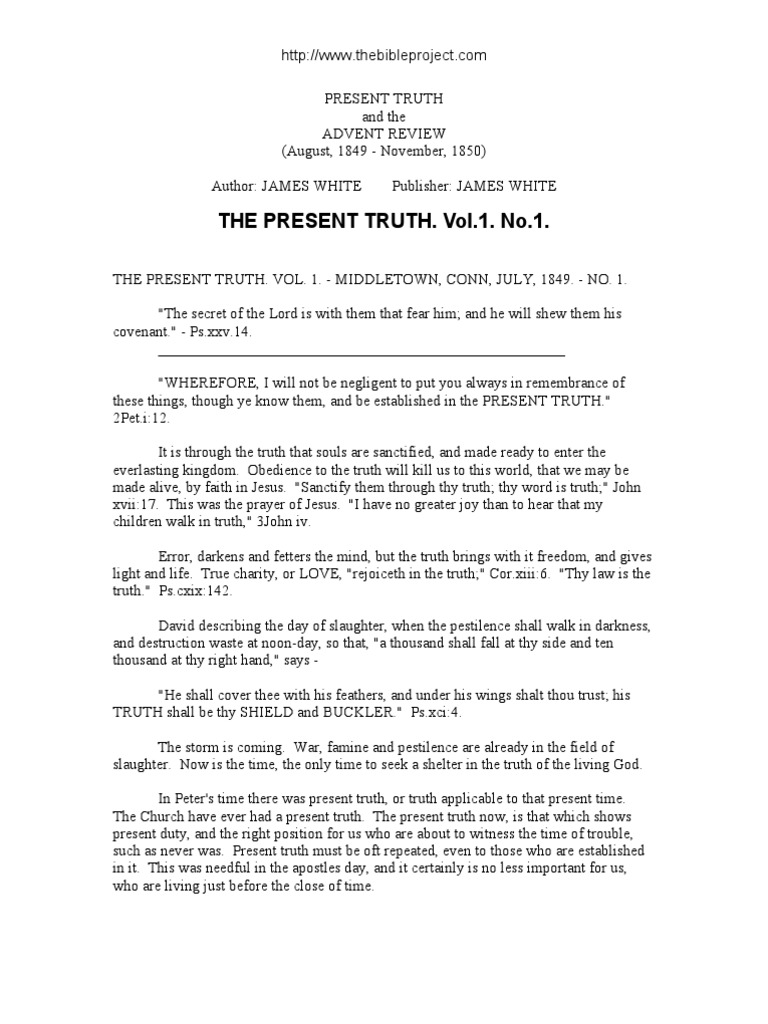 Present Truth: Sabbath Insights (1849-1850) | PDF | Ten Commandments ...