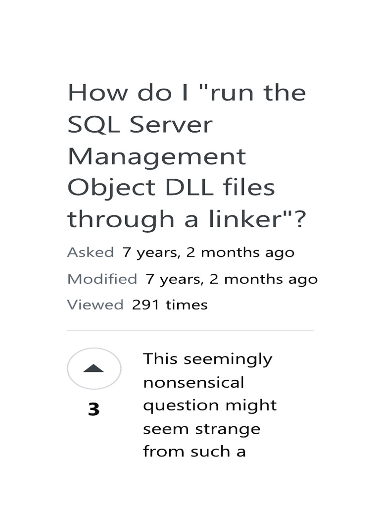 C# - How Do I - Run The SQL Server Manag... Es Through A Linker - Stack Overflow | PDF