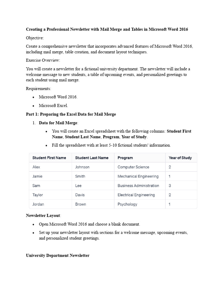 Creating A Professional Newsletter With Mail Merge | PDF