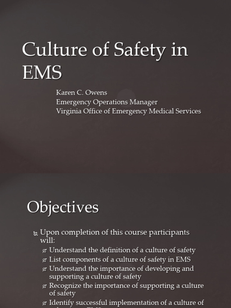 EMS Safety Culture Essentials | PDF | Emergency Medical Services | Safety