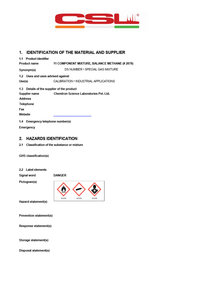 1.4.1 MSDS_Mix Gas_V1 | PDF | Dangerous Goods | Safety