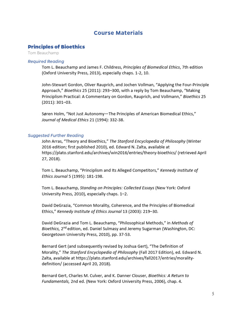 DAY1.1 Principles of Bioethics Tom Beauchamp | PDF | Applied Philosophy ...