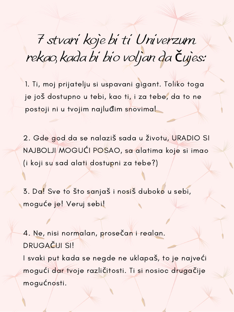7 Stvari Koje Bi Ti Univerzum Rekao, Kada Bi Bio Voljan Da Čujes | PDF