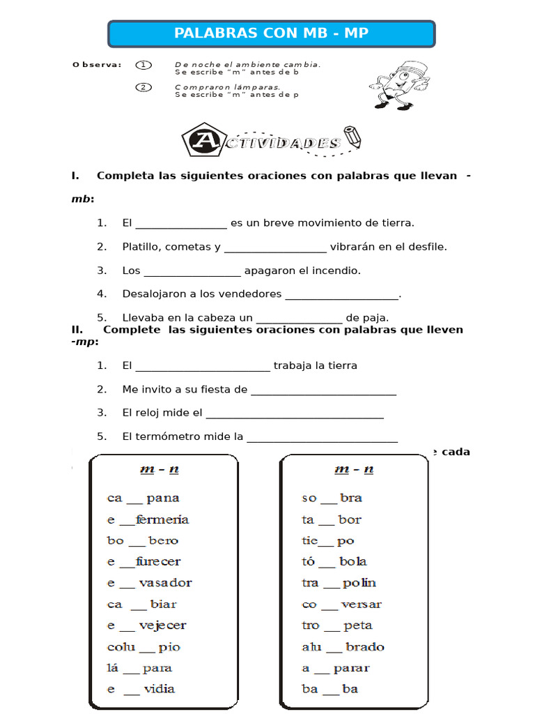 Palabras Con MB y MP | PDF | Hogar, jardinería y bricolaje
